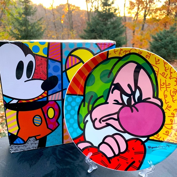 Disney | Art | Disney Collectible Grumpy Plate Romero Britto New Open ...